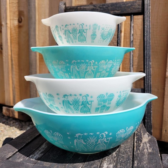 Pyrex | Kitchen | Vintage Pyrex Turquoise Blue Amish Butterprint ...